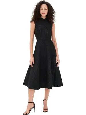 Saloni Flora Midi Dress - Noir Rose