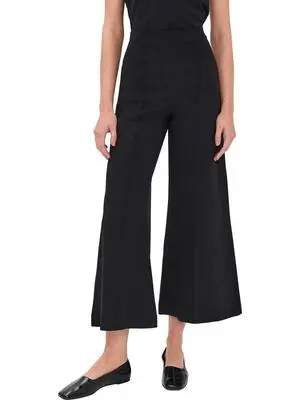 RIPLEY RADER Ponte Knit Cropped Wide Leg Pant - Black