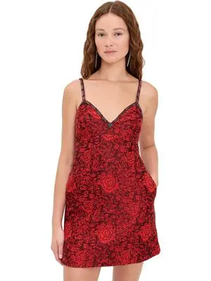 Saloni Floral Jacquard Mini Dress - Scarlet Rose/emb