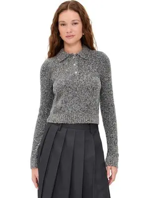 LE BOP Boucle Polo Sweater - Charcoal