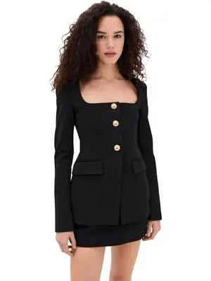 Good American Soft Stretch Ponte Sculpted Blazer - Black001