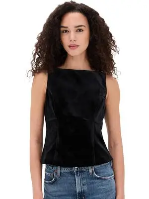 Astr The Label Jinnie Velvet Top - Black
