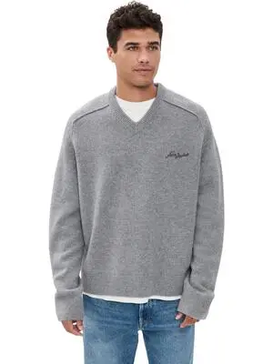 Acne Studios V-neck Yak & Wool Blend Sweater - Dark Grey Melange