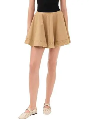 GANNI Washed Stretch Cotton Mini Skirt - Lark