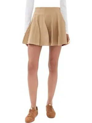 ANONLYCHILD Ellis Pleated Mini Skirt - Camel