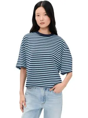 Lioness Striped Short Sleeve Tee - Navy Sea Stripe