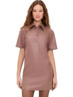 LE BOP Solene Faux Leather Polo Dress - Amber