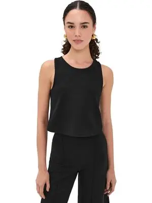 RIPLEY RADER Ponte Knit Racerback Tank Top - Black