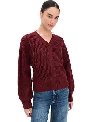 LE BOP Mira Stitched Cardigan Cabernet