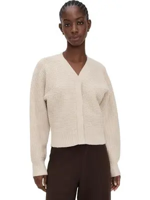 LE BOP Mira Stitched Cardigan Ivory