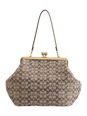 COACH Crystal Signature Jacquard Large Kisslock Bag - B4/burnished Amber