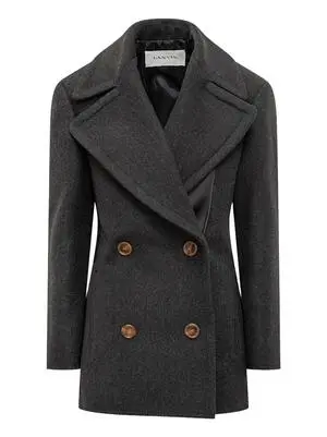 LANVIN Wool Double-breasted Coat - Black
