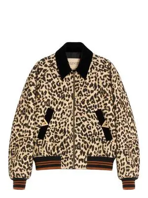 Valentino Garavani Bomber Jacket With Vgold Detail - Animal Print