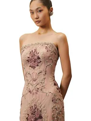 GEORGES HOBEIKA Sequined Corset Gown - Nude