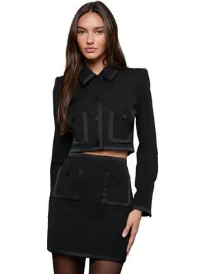 L'Agence Blythe Cropped Tailored Jacket - Black