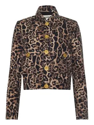 L'Agence Nyx Leopard Print Cropped Jacket - Brown Multi Patch Leopard