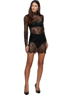 L'Agence Henrietta Lace Mini Dress - Black