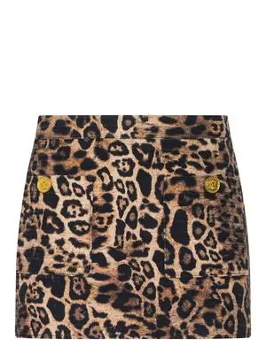 L'Agence Cyra Mini Skirt - Brown Multi Patch Leopard