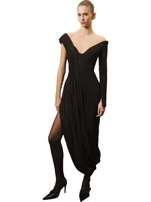 GEORGES HOBEIKA Asymmetrical Gown With Draping - Black