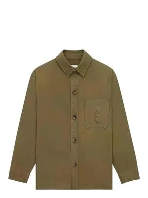 Saint Laurent Cassandre Patch-pocket Overshirt - Green