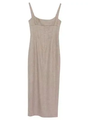 Khaite Lotte Square-neck Midi Dress - Neutrals