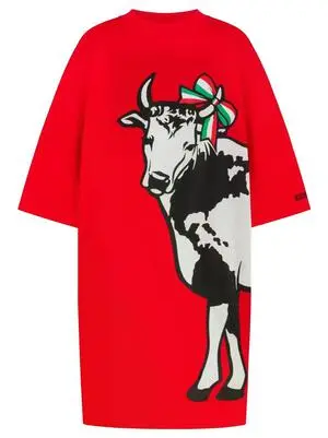 Moschino Graphic-print Cotton Dress - Red