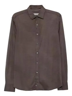 Canali Long-sleeve Wool Shirt - Brown