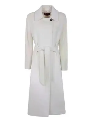 Max Mara Belted Wool Coat - White
