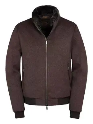 MOORER Zip Collar Jacket - Brown