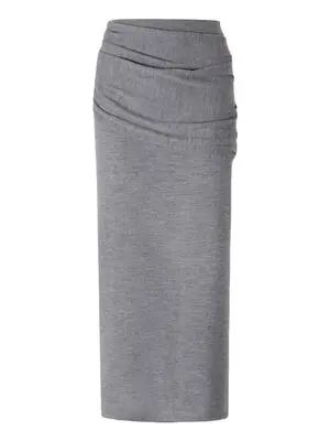 Staud Wilma Ruched Midi Skirt - Grey