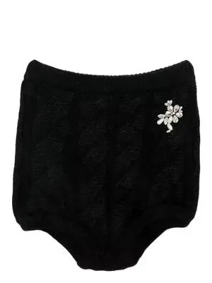 Simone Rocha Embellished Cable Knit Shorts - Black