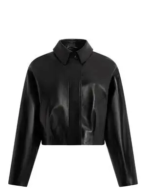 BALLY Shirt-Collar Lambskin Leather Jacket