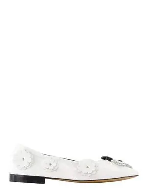 Cecilie Bahnsen Flower-embellishment Ballet Flats - White