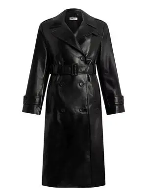 Bally Leather Trench Coat - Black