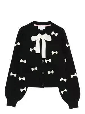 NEVER FULLY DRESSED Bow-embellished Cardigan - Black