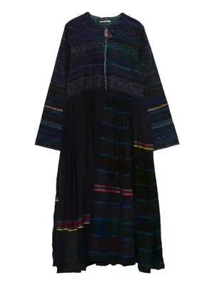 INJIRI Striped Pattern Coat - Blue