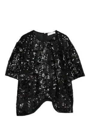 NICCOLO PASQUALETTI Onda Sequinned Asymmetric Top - Black