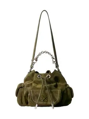 Off-White Suede Bucket Bag - Green