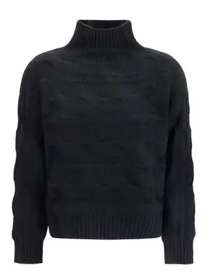 Max Mara Cable-knit Roll-neck Sweater - Black