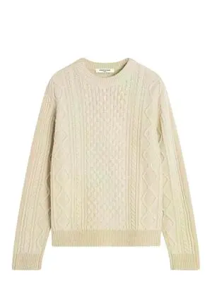 Maison Kitsuné Crew-neck Cable Knit Sweater - Neutrals
