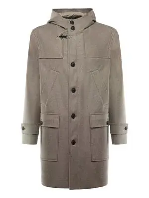 FAY Hooded Buttoned Coat - Neutrals