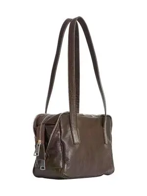 AMINE Milux Double Zip Shoulder Bag - Brown