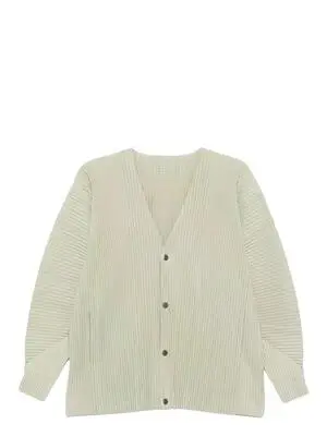 Issey Miyake Plissé Buttoned Cardigan - Green