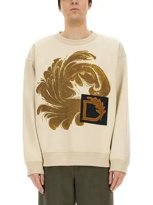 Dries Van Noten Printed Cotton Sweatshirt - Beige