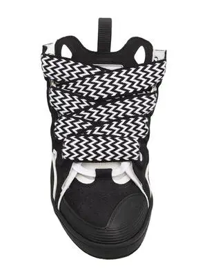 LANVIN Curb Leather Sneakers - Blackwhit