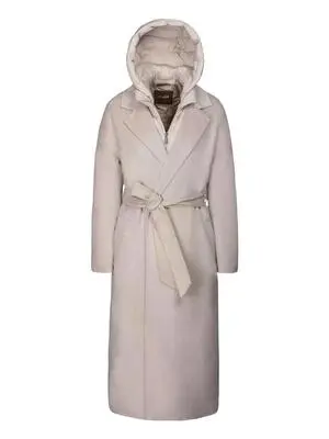 MOORER Olivie Hooded Belted Coat - Neutrals