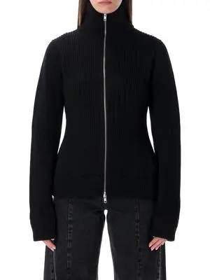 MAISON MARGIELA Ribbed Zip-up Sweater - Black