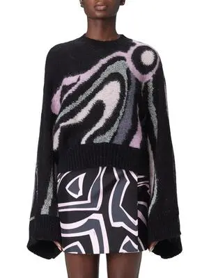 Emilio Pucci Pink Abstract Print Knit Sweater - Black