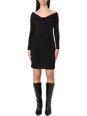 Patrizia Pepe Long Sleeve Ruched Dress - Black