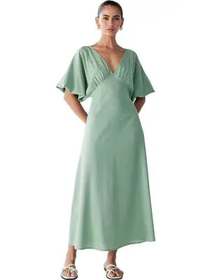 ST MRLO Palm Midi Dress - Sage Green